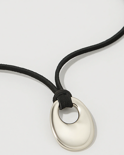 002 Silver Oblong Pendant Necklace | Linea Pelle Jewelry