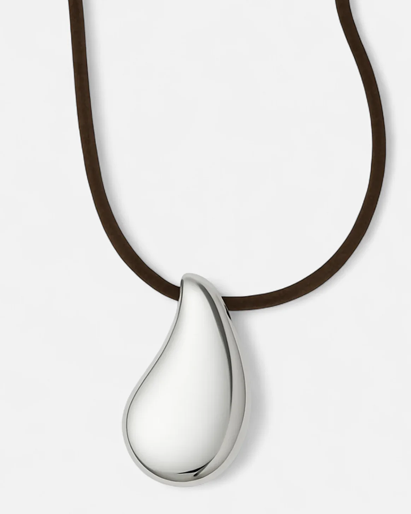 004 Silver Teardrop Pendant Necklace | Linea Pelle Jewelry