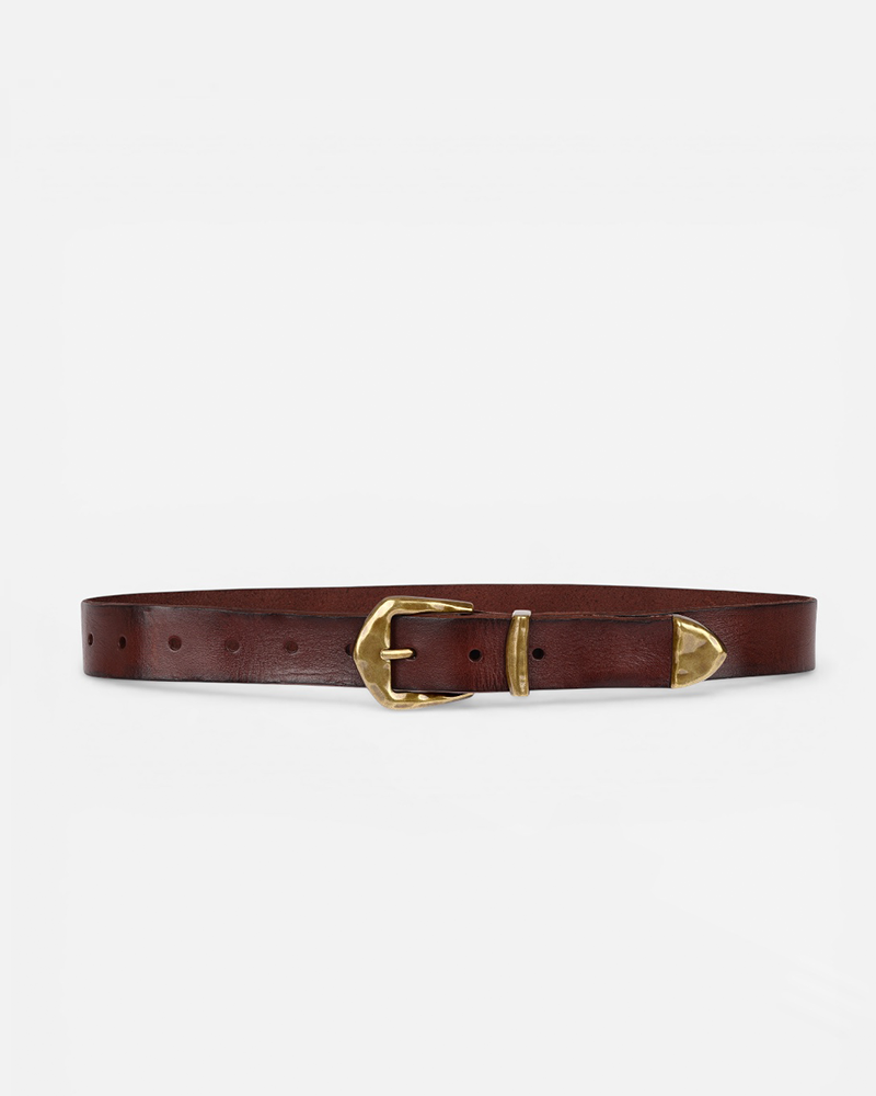 Wren Chestnut Vintage Leather Belt with Western Buckle | Linea Pelle